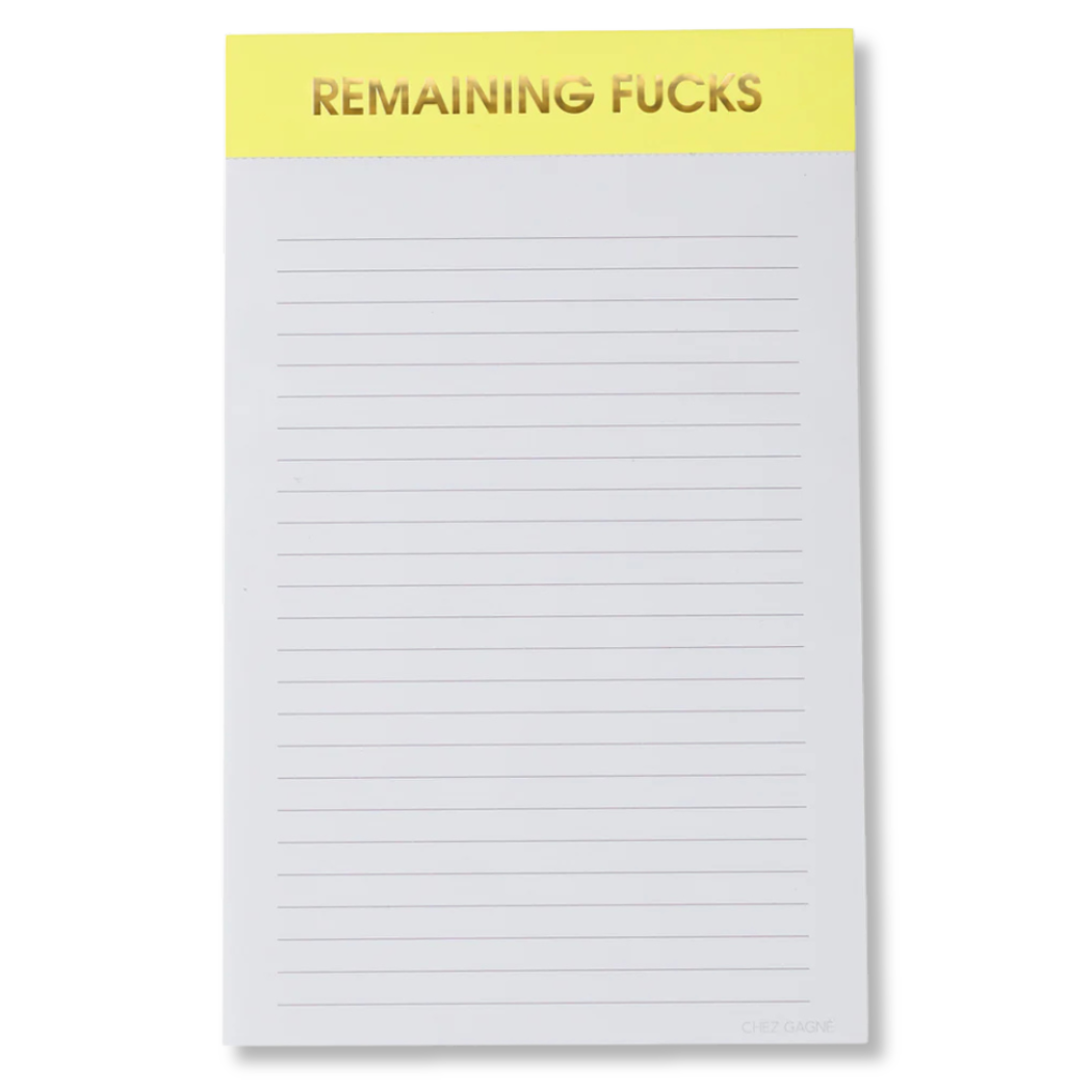 Chez Gagné - Remaining Fucks - Lined Notepad - Perforated Sheets - Yel ...